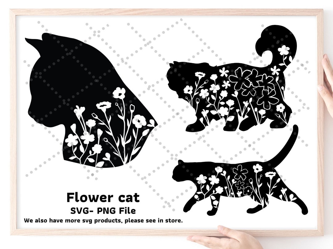 Flower Cat Svg Png File New Floral Cat Svg File - Etsy