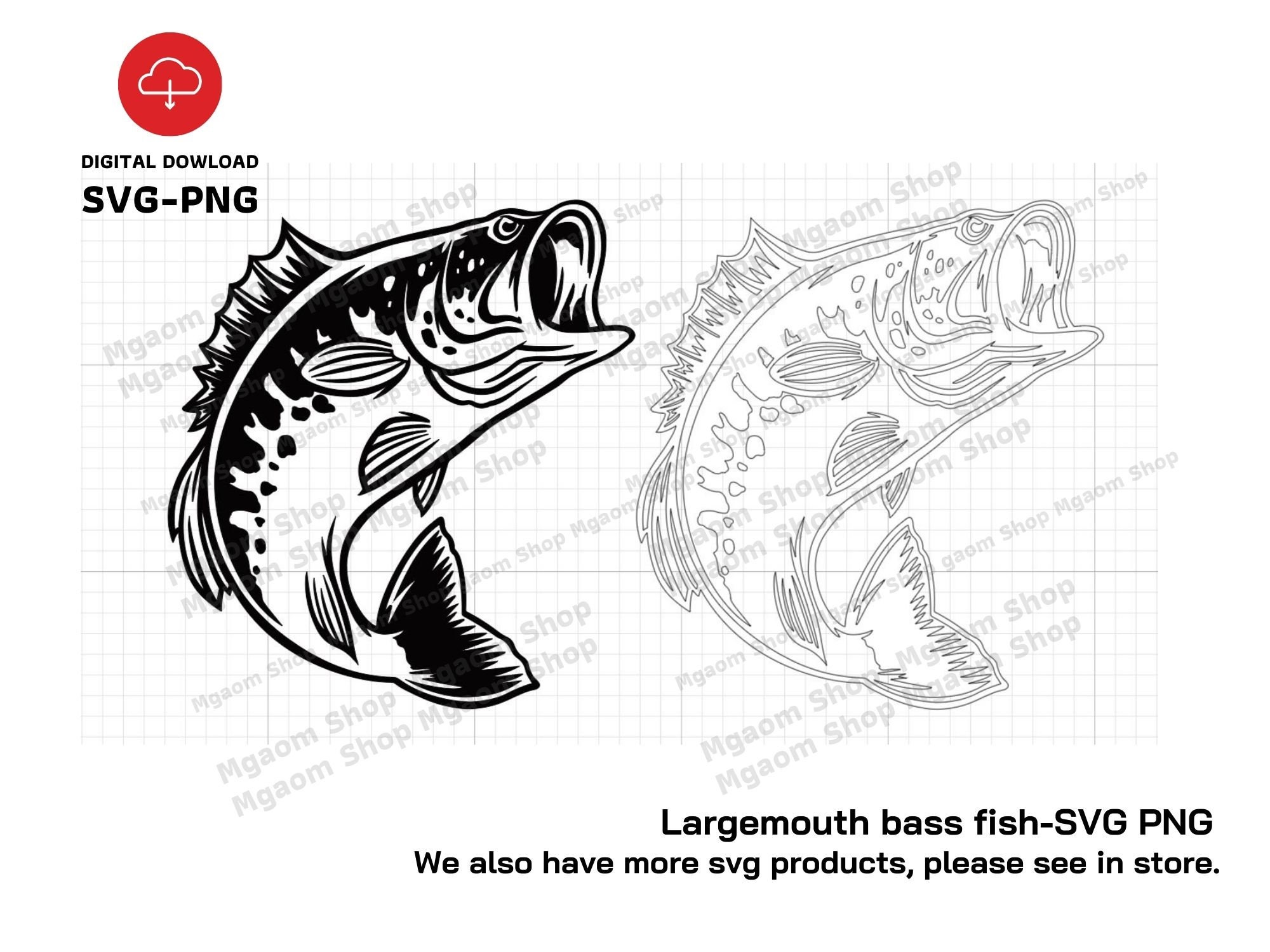 Largemouth bass fish Svg Bass fish SvgBass Fishing Svg | Etsy