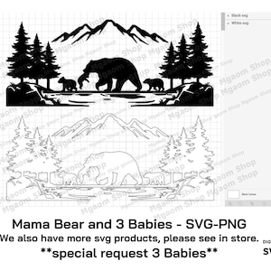 Mama Bear and Babies Forest SVG: Mountain Scene (digital Download) - Etsy