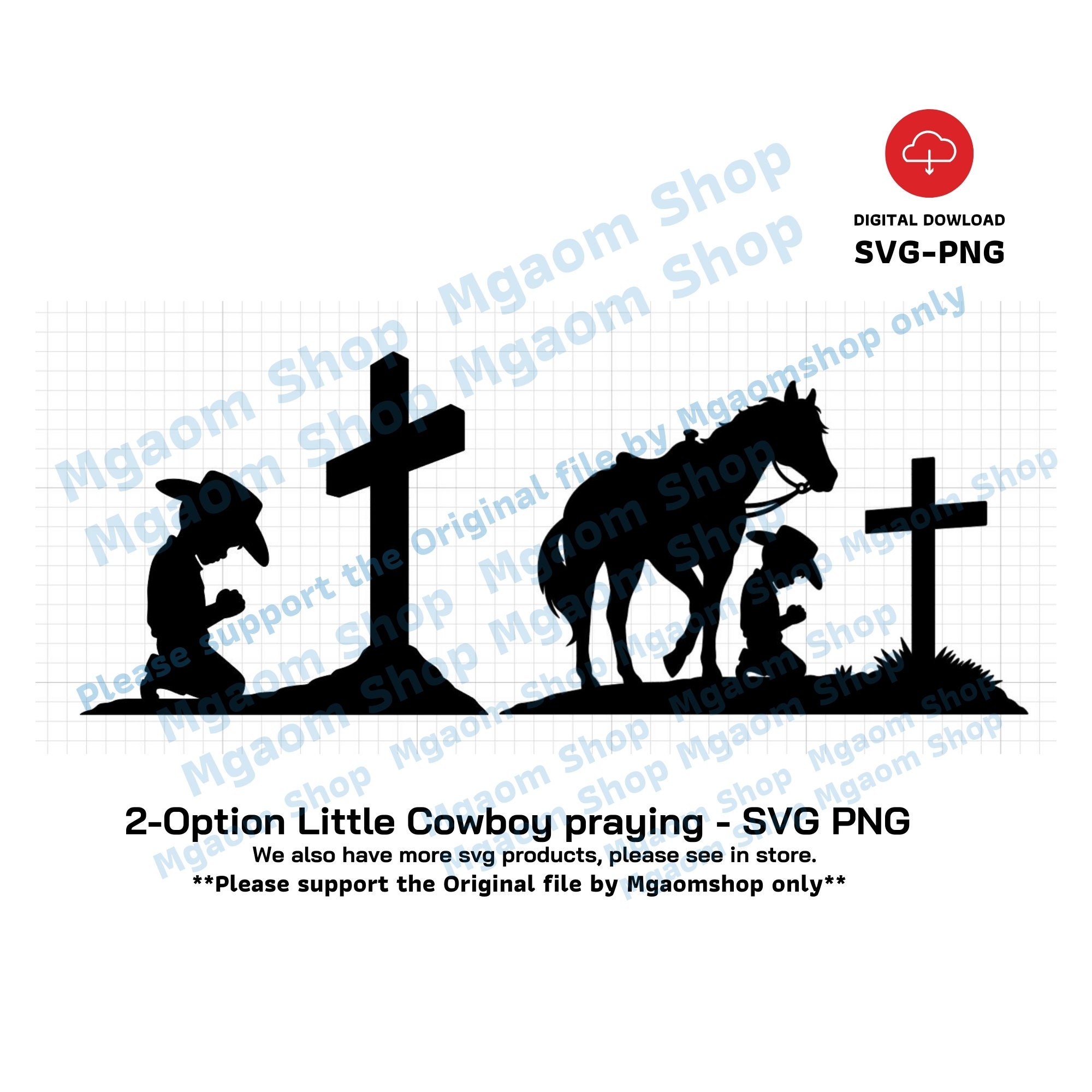 Praying Cowboy SVG: Christian Kid, Horse Silhouette (digital Download ...