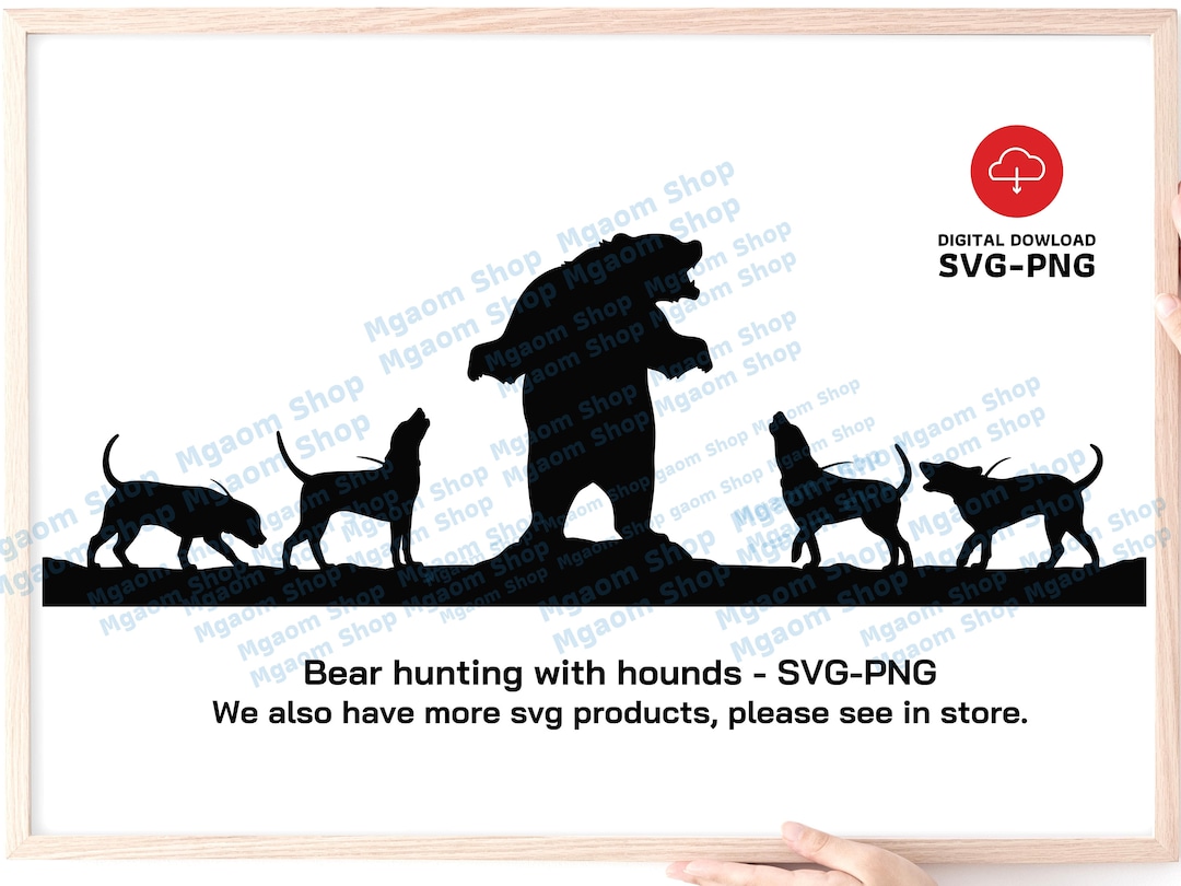 Bear Hunting With Hounds SVG File ,bear Hunting Scene Svg, Hounds Dog ...