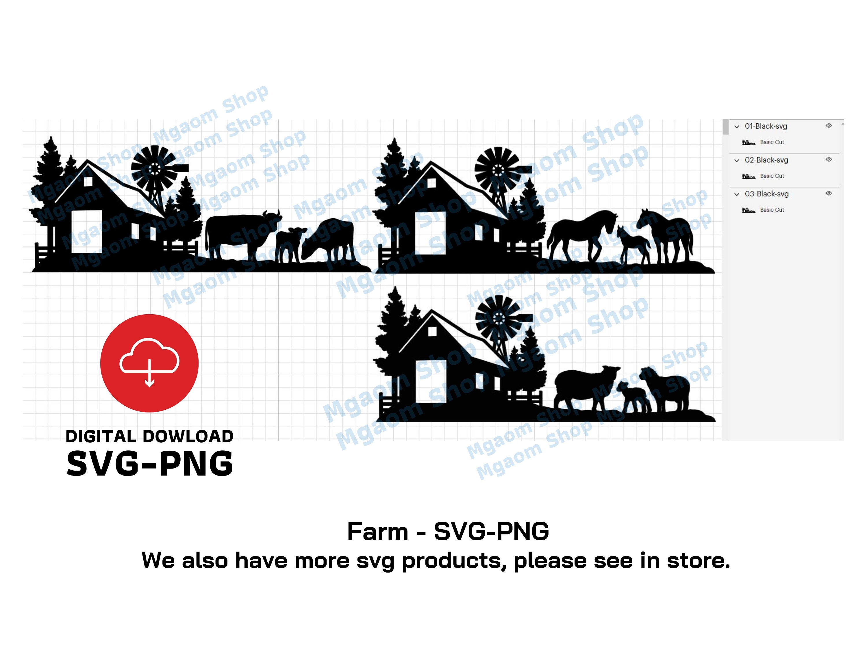 Farm Svg 3 Farm Scene Svg File Family Farm Svg Barn Svg - Etsy Australia