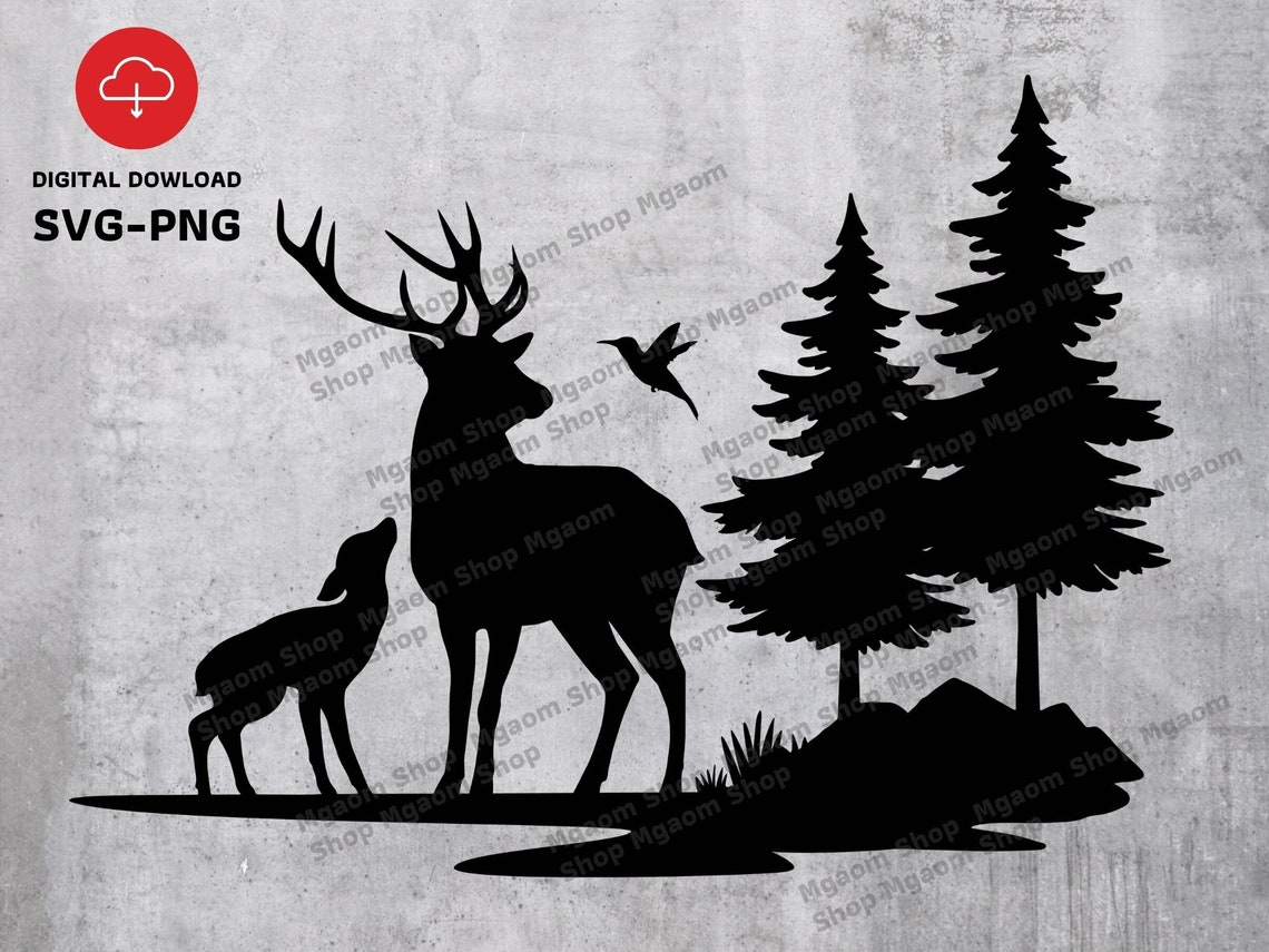 4 Deer Bundle Svg Forest Animal Svg Mountains Svg Bundle - Etsy
