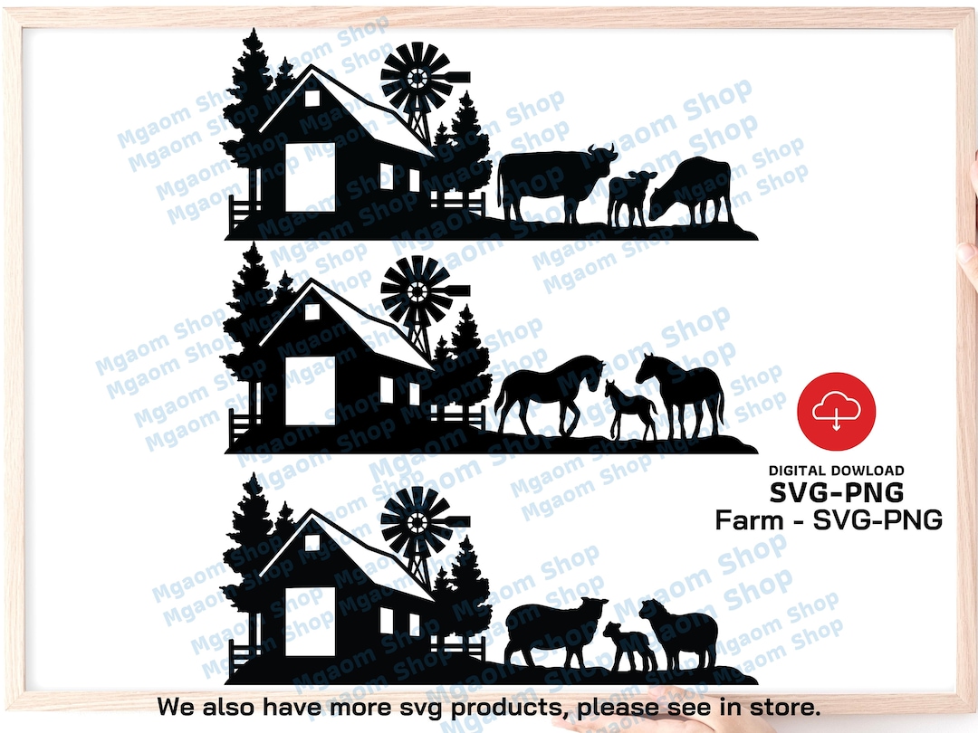 Farm Scene SVG: Family Farm Animals, Barn (digital Download) - Etsy ...