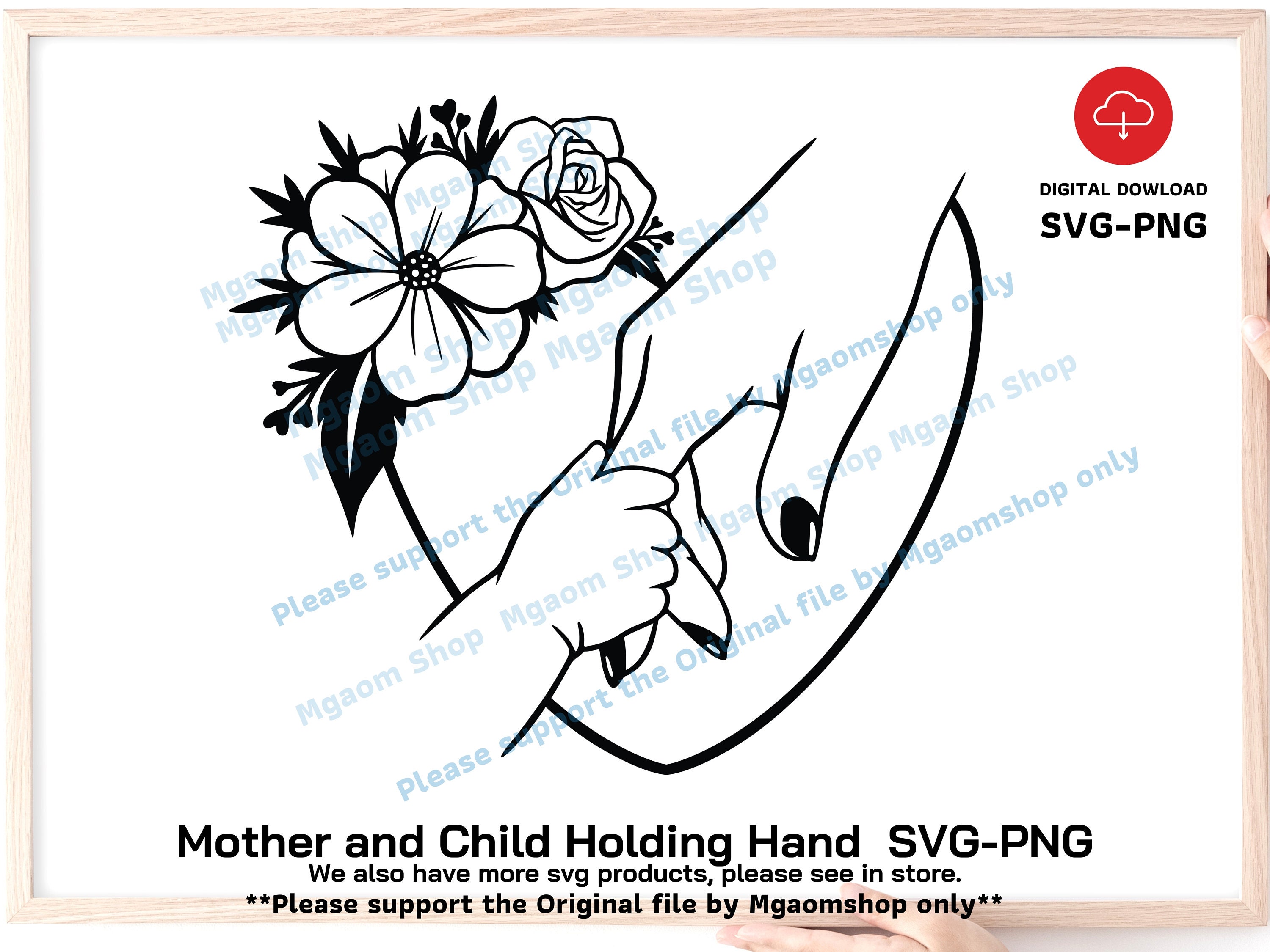 Día de la madre Svg, madre e hijo sosteniendo la mano Svg, bebé ...