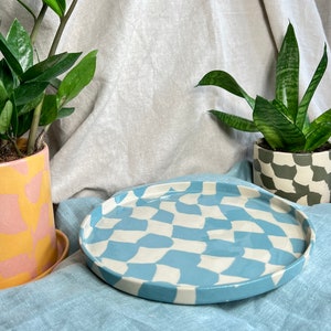 Ceramic Plate BLUE MARBLE / Colorful Stoneware Plate / Dessert Plate ...