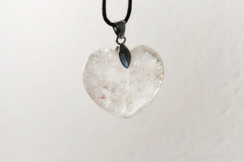 Rock Crystal Pendant in Heart Shape Real Crystal Jewelry Healing Stone ...
