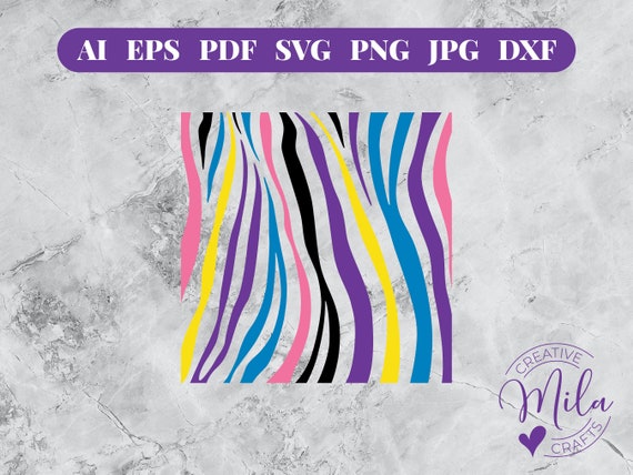 Rainbow Zebra Animal Print Digital File Hand Drawn Vector | Etsy