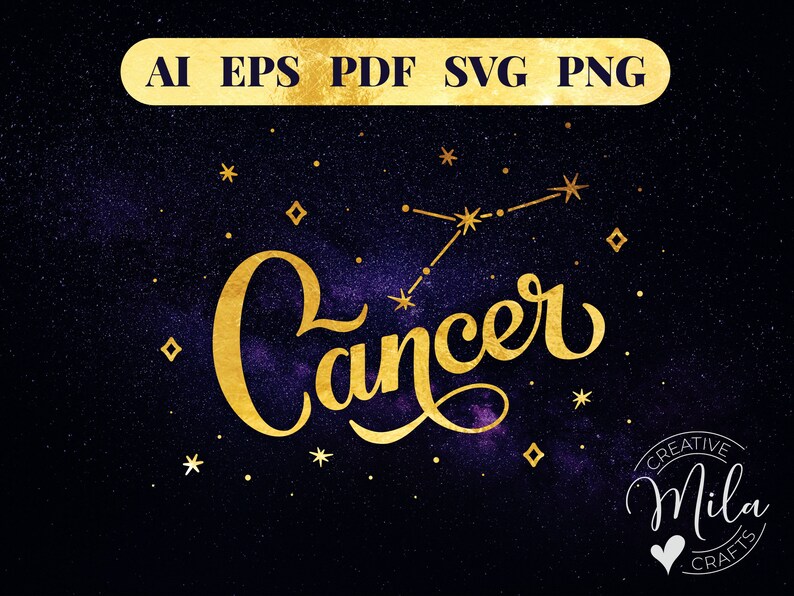 Horoscope Cancer Zodiac Sign SVG, Astrology Birth Symbol Print File ...