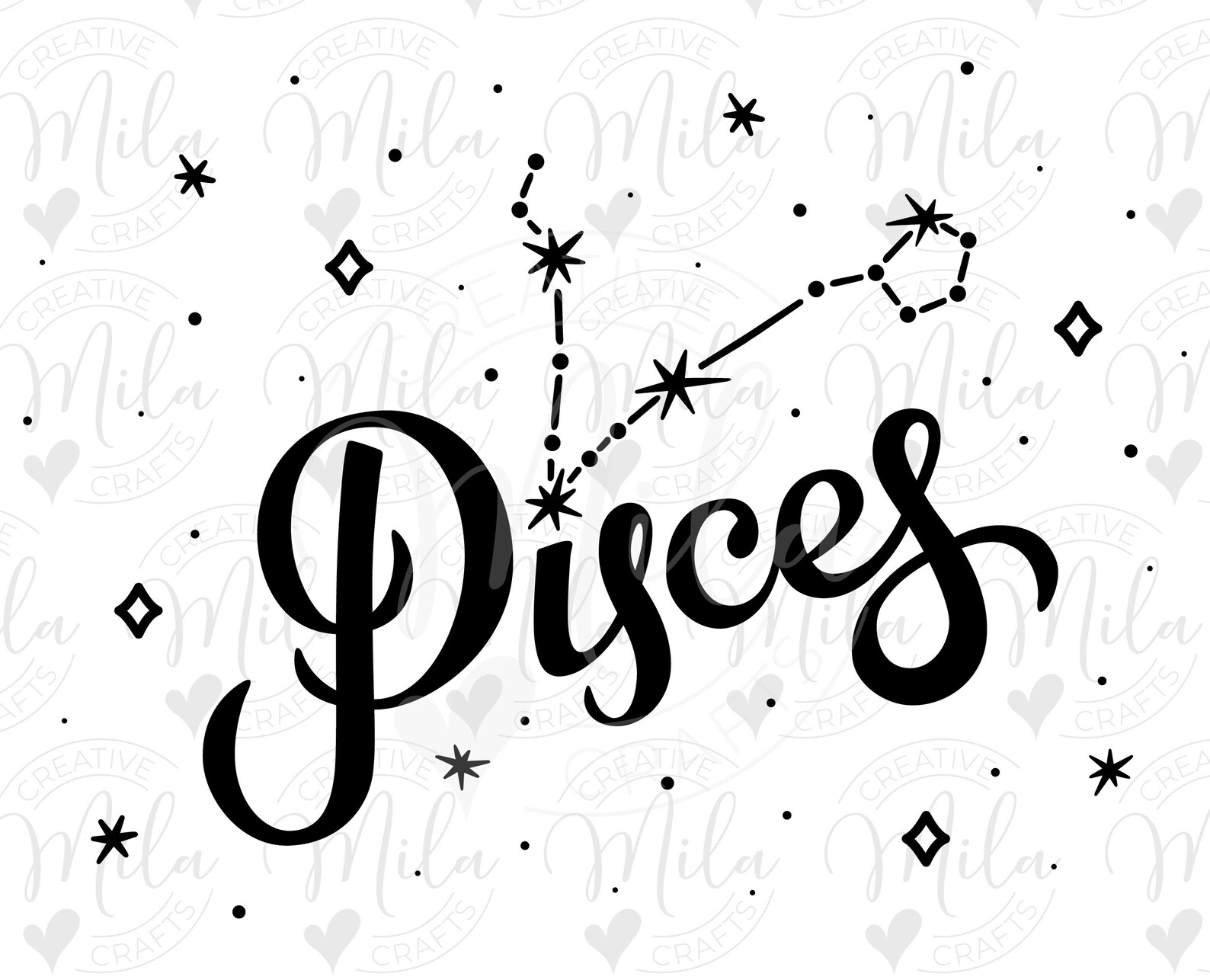 Horoscope Pisces Zodiac Sign SVG, Astrology Birth Symbol Print File ...