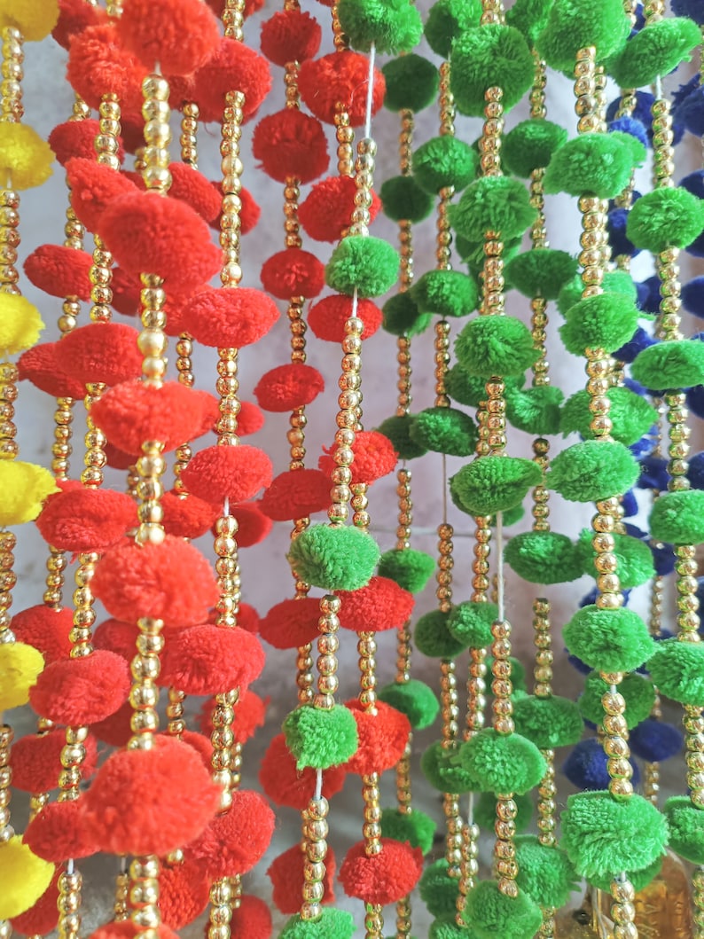 500 Pc FREE SHIPING Pom Pom Wedding Backdrop Decor Bell String,indian ...