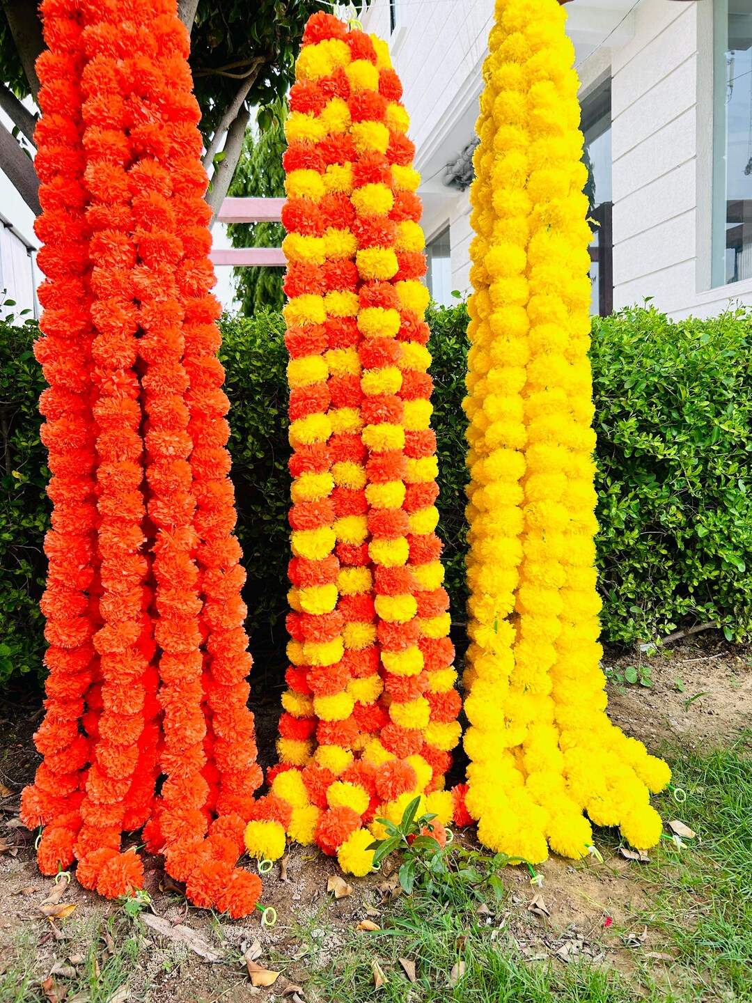 50 Pcs Artificial Marigold Garlands: Indian Wedding Party Floral ...
