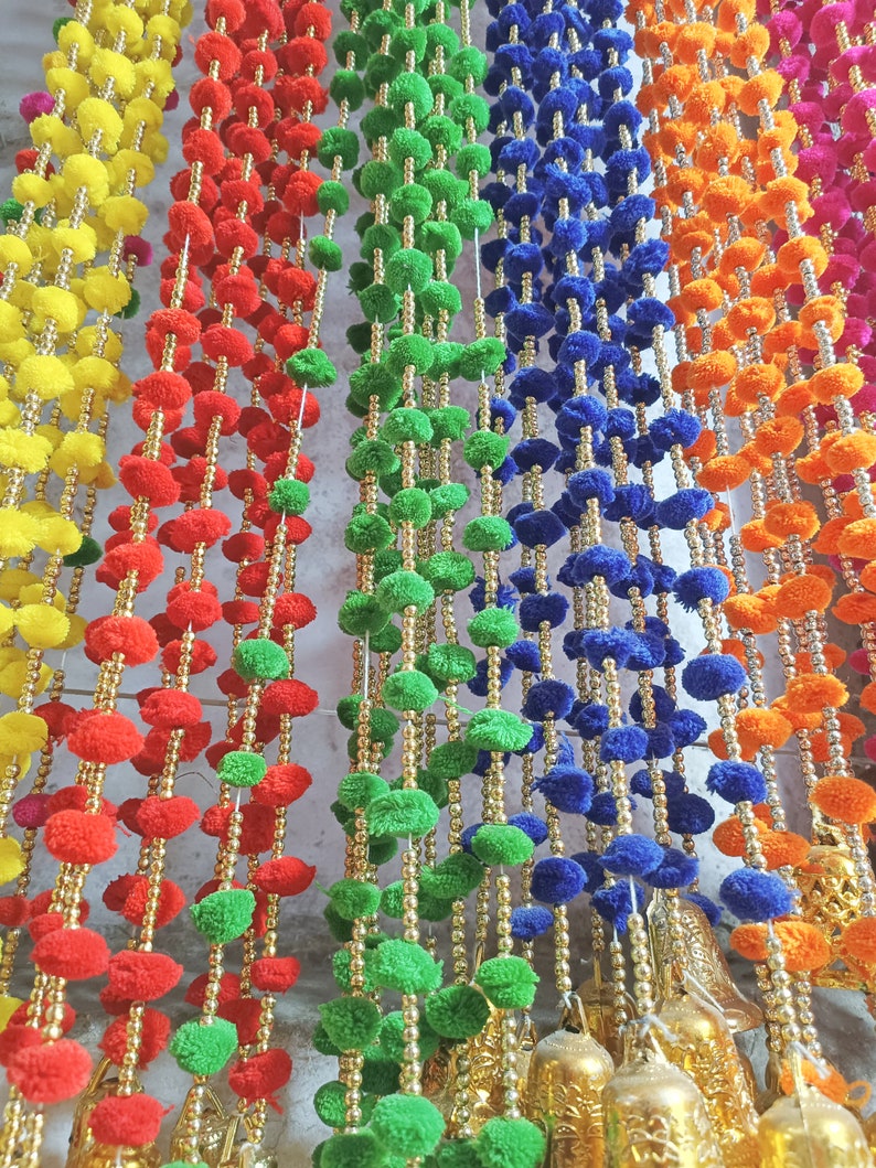500 Pc FREE SHIPING Pom Pom Wedding Backdrop Decor Bell String,indian ...