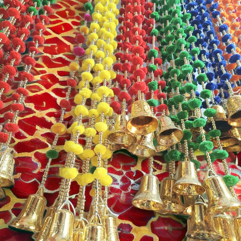 50 Pc FREE SHIPING Pom Pom Wedding Backdrop Decor Bell String,indian ...