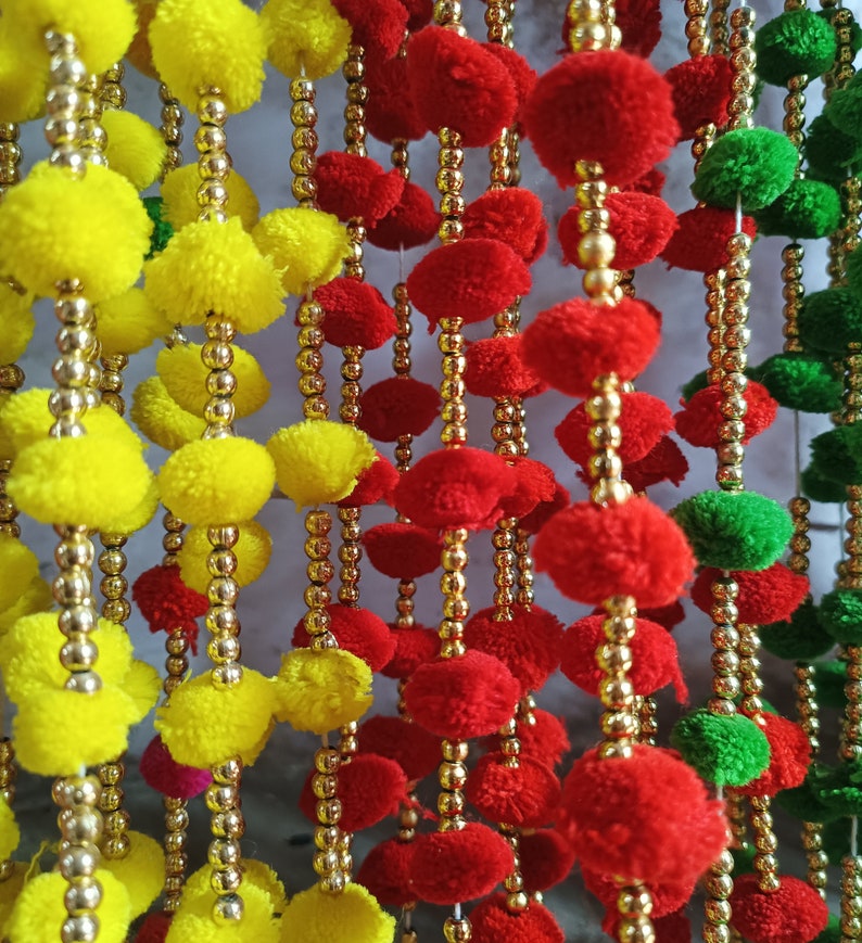 500 Pc FREE SHIPING Pom Pom Wedding Backdrop Decor Bell String,indian ...