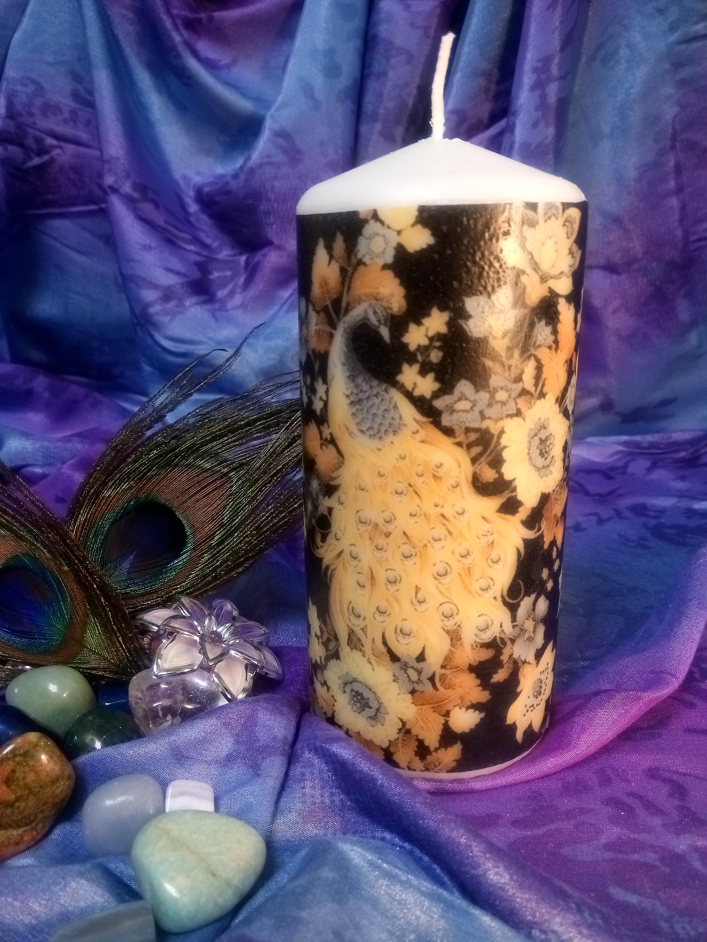 Peacock Pillar Candles Hand Decorated Family Perfect Gift Decoration - Etsy