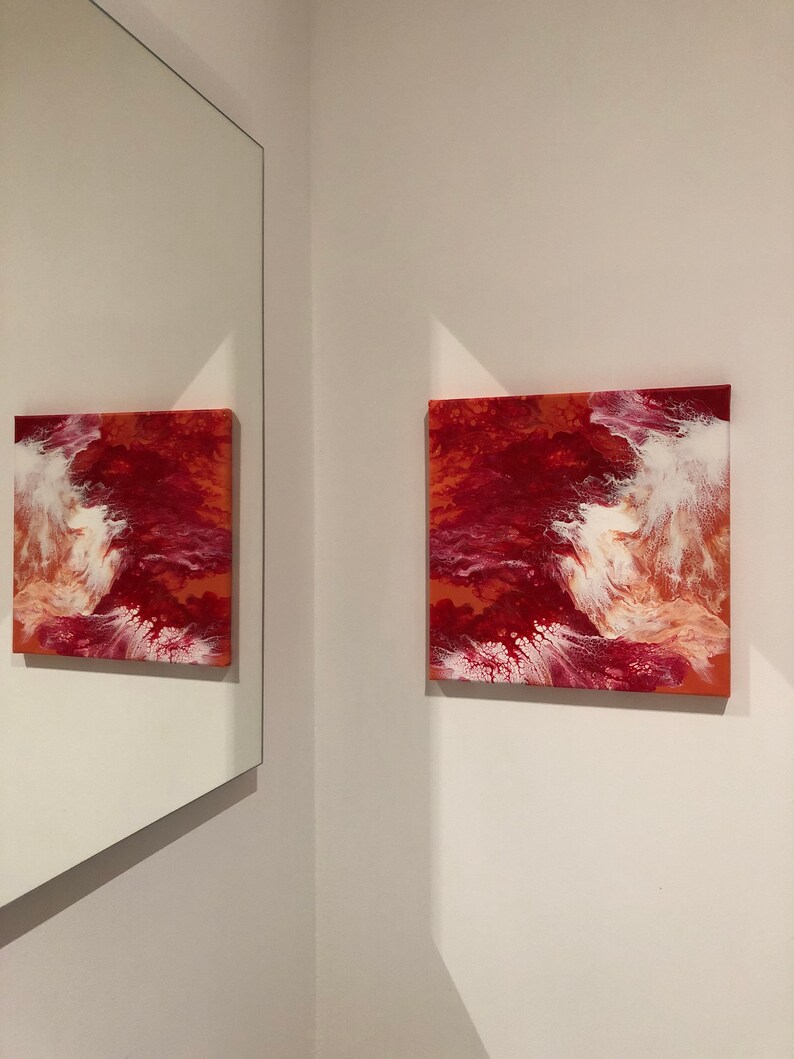 Quadro in acrilico tecnica fluid art , arte fluida , rosso - Etsy Italia
