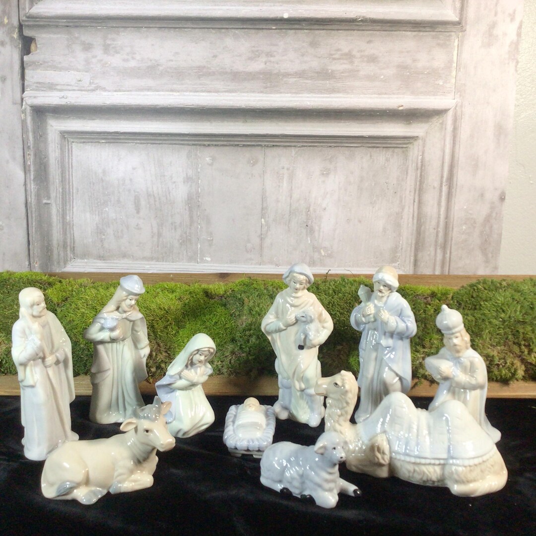 Vintage Porcelain 10 Piece Nativity Set, Religious Home Decor, Nativity ...