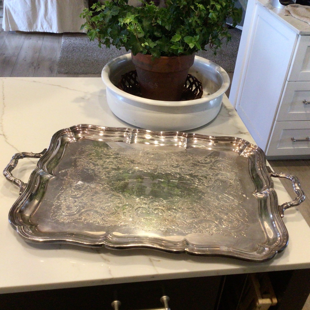 Vintage Heavy Silver Plated Serving Tray, Charcuterie Tray - Etsy
