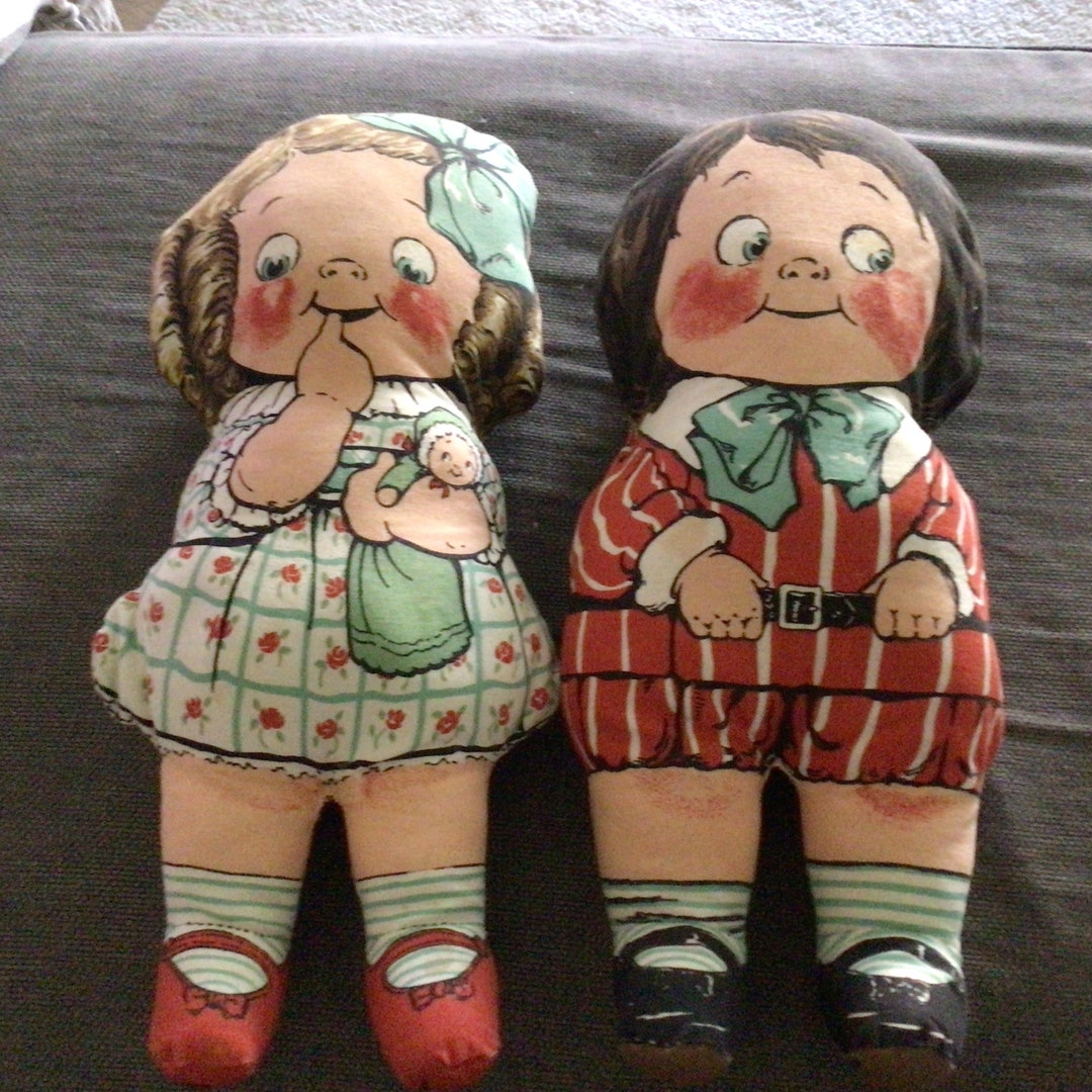Vintage British Dolly and Dingle Boy Fabric Dolls, Toys, Stuff Toys - Etsy