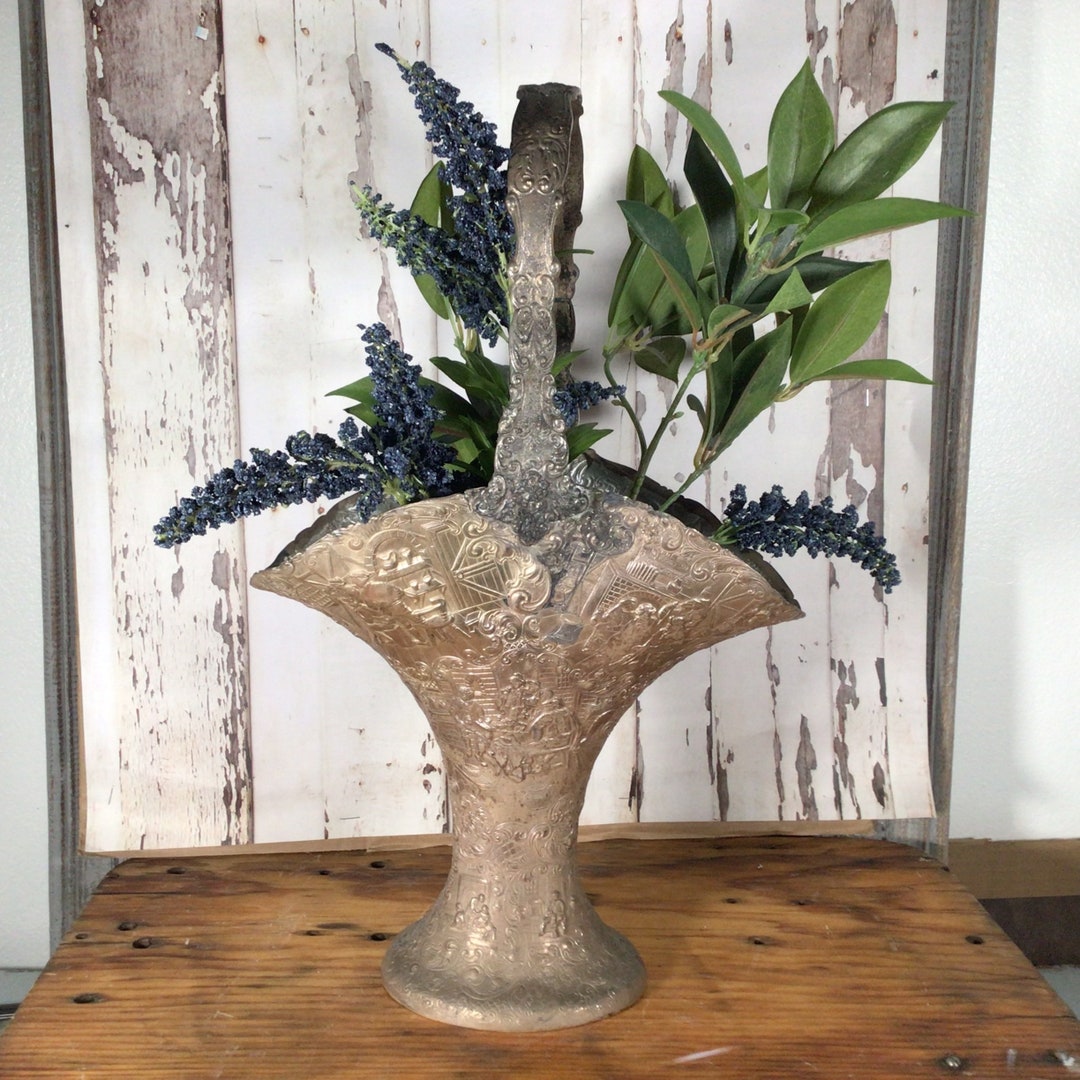 Antique Victorian Silver Plated Bridal Basket, Ornate Silver Basket ...