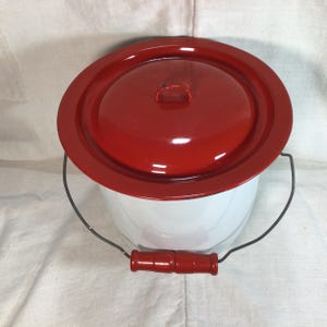 Vintage Red and White Enamelware Pot With Lid, Stockpot, Cookware - Etsy