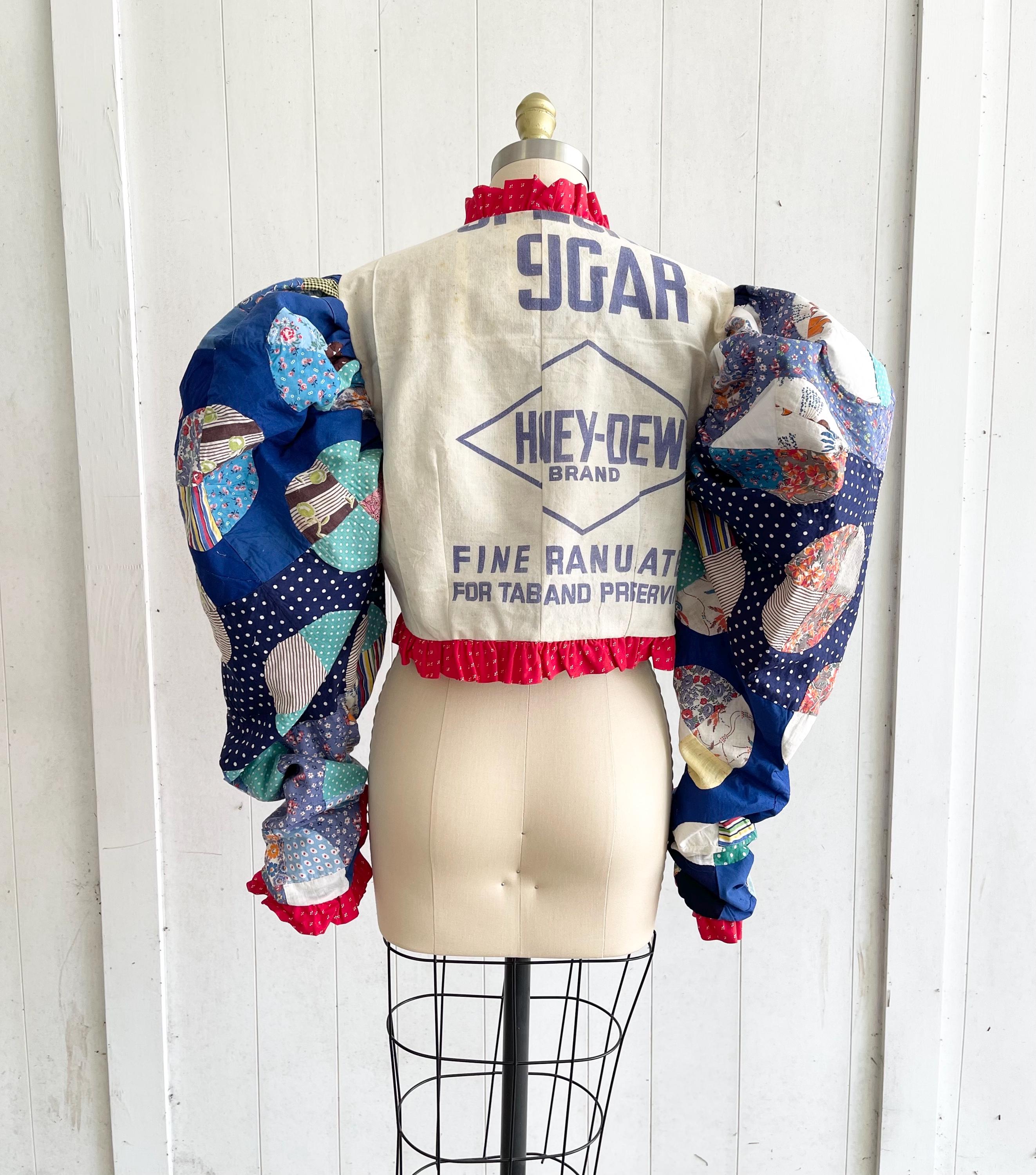 Vintage Quilt Bolero Jacket: Leg O Mutton Sleeves, Feed Sack Detail ...