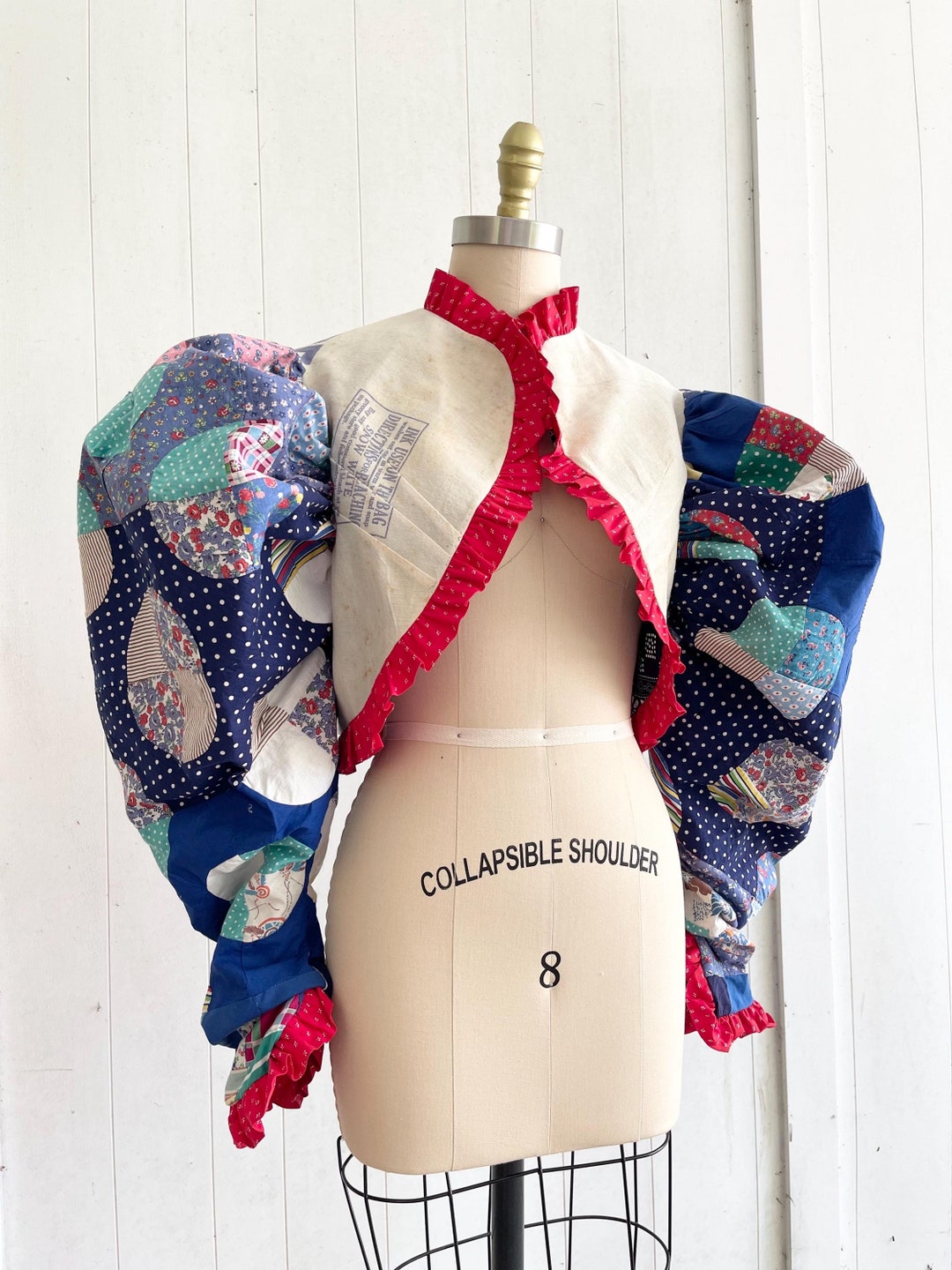 Quilt Bolero Jacket / Large / Vintage Patchwork Quilt Coat / Leg O ...