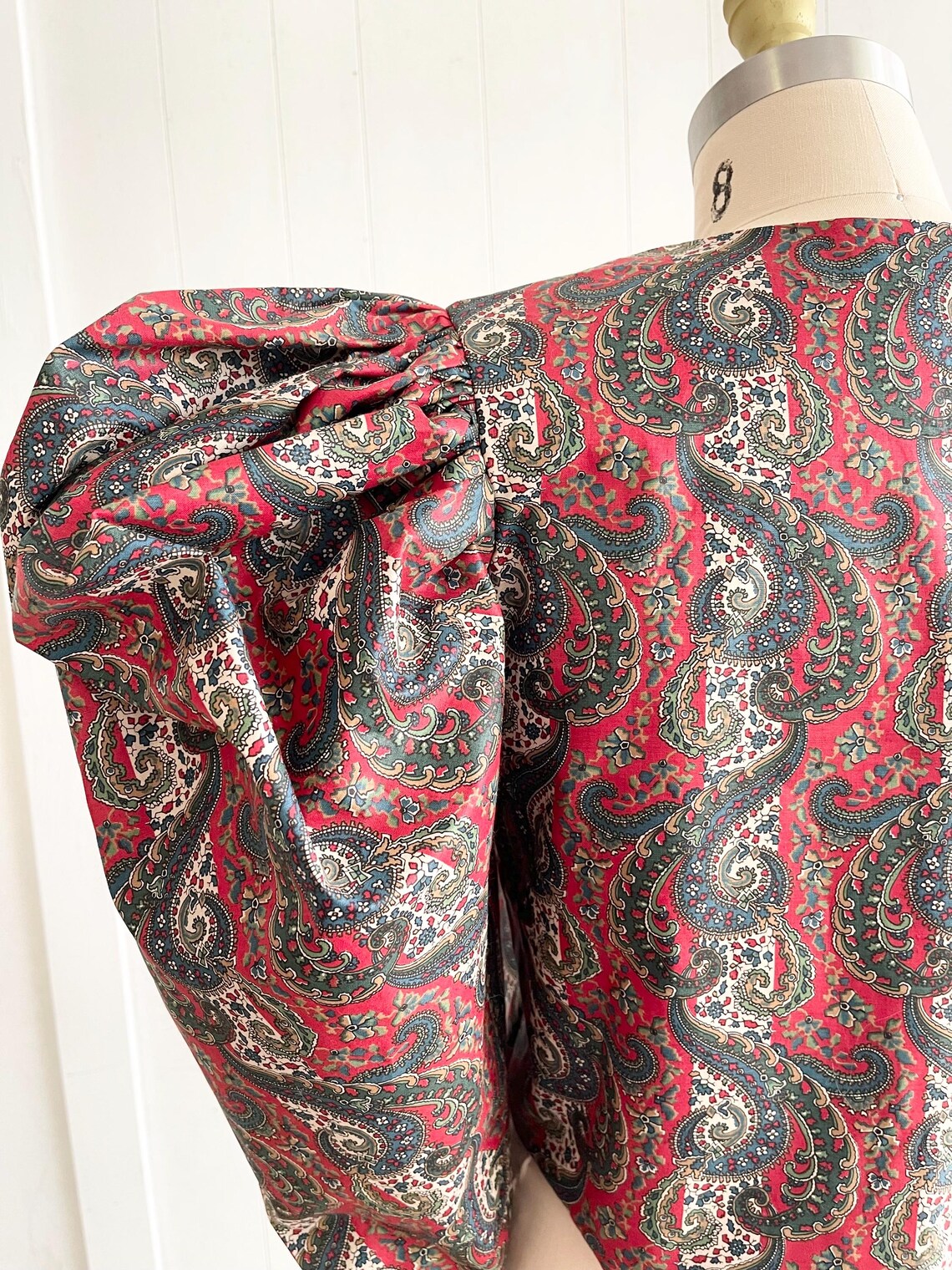 Edie Tie Front Puff Sleeve Blouse / Paisley Stripe / Leg O Mutton ...