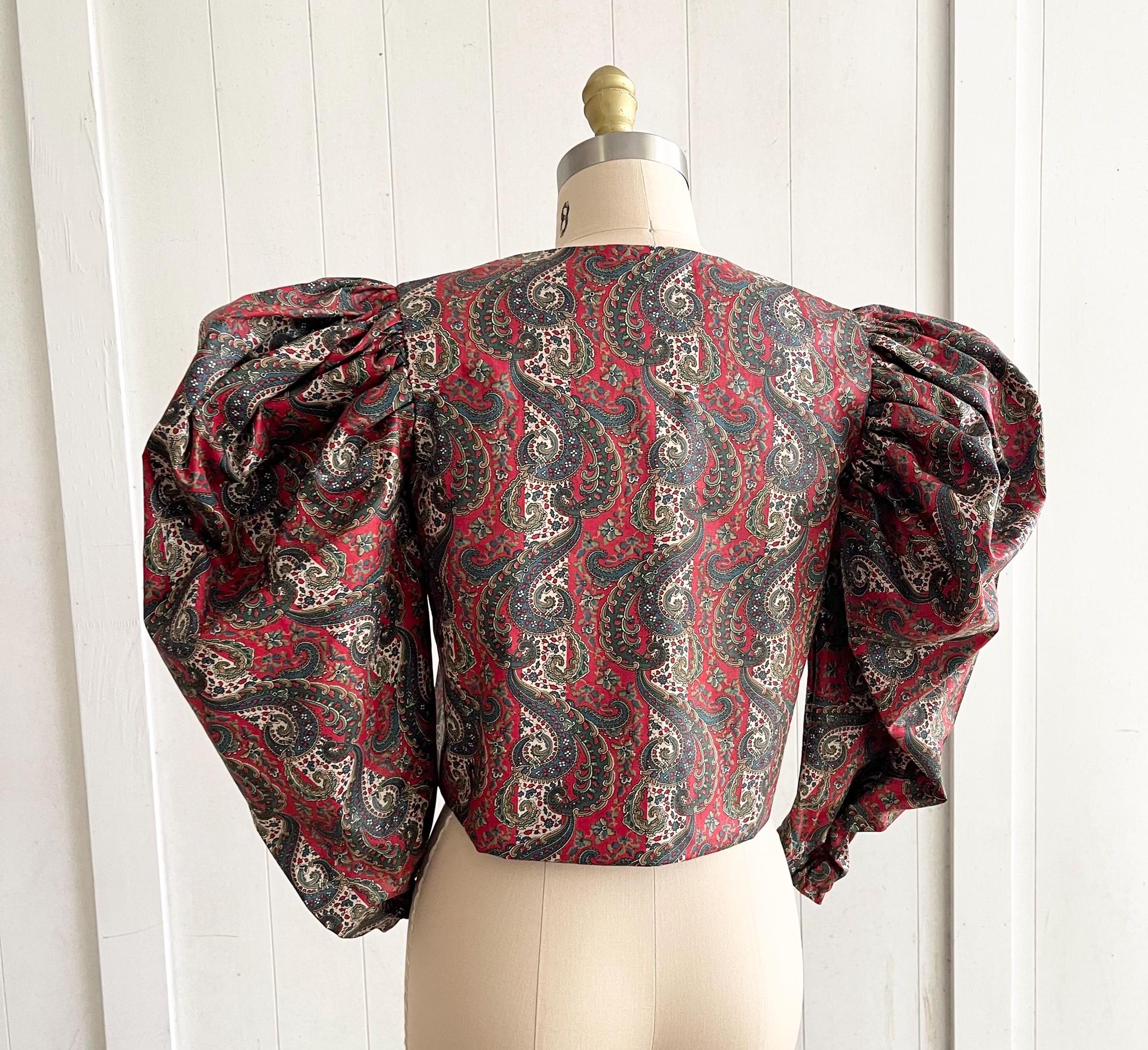 Edie Tie Front Puff Sleeve Blouse / Paisley Stripe / Leg O Mutton ...