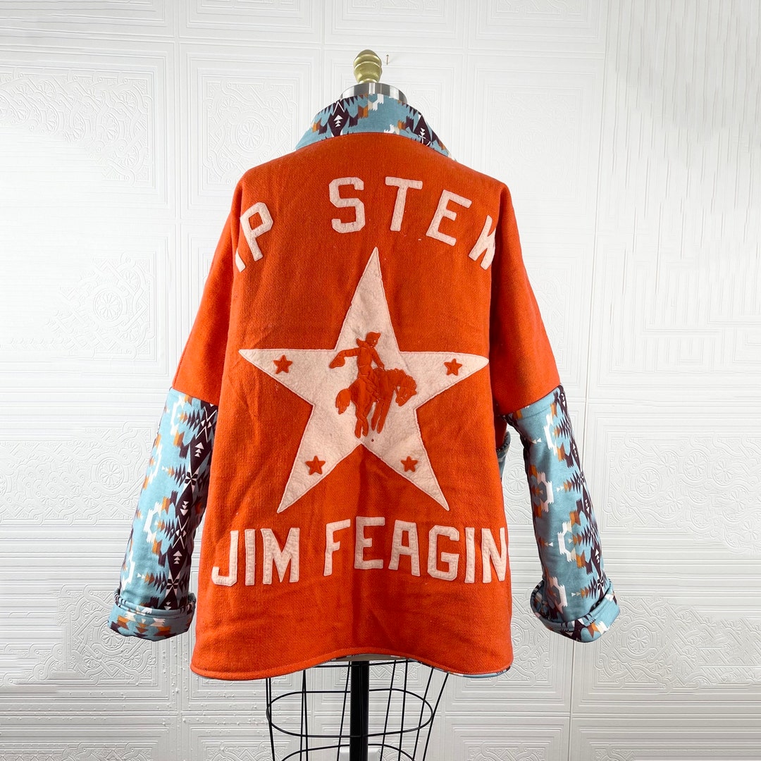 Vintage Wool Blanket Coat: Cowboy Texas Star, Big Pockets (L-XL) - Etsy