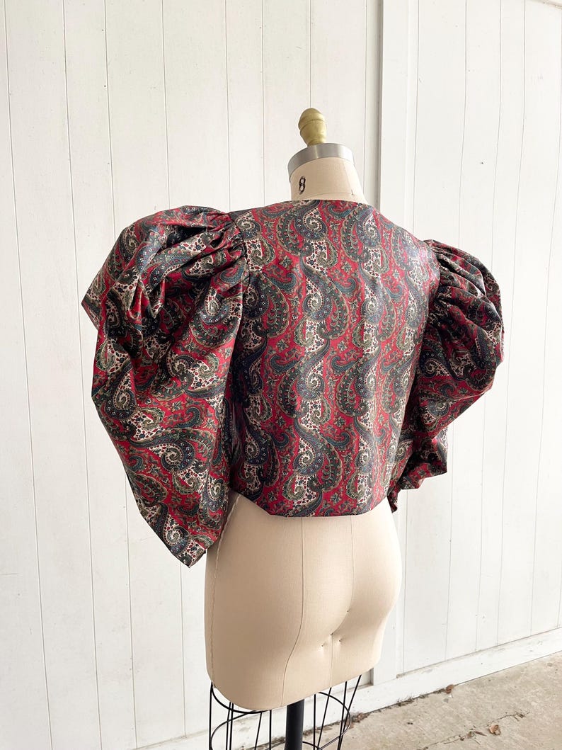 Edie Tie Front Puff Sleeve Blouse / Paisley Stripe / Leg O Mutton ...