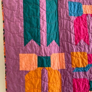 Taffy Pull Bow Quilt Throw / Modern Patchwork Colorful Quilt / Handmade Bright Bow Throw Quilt ...