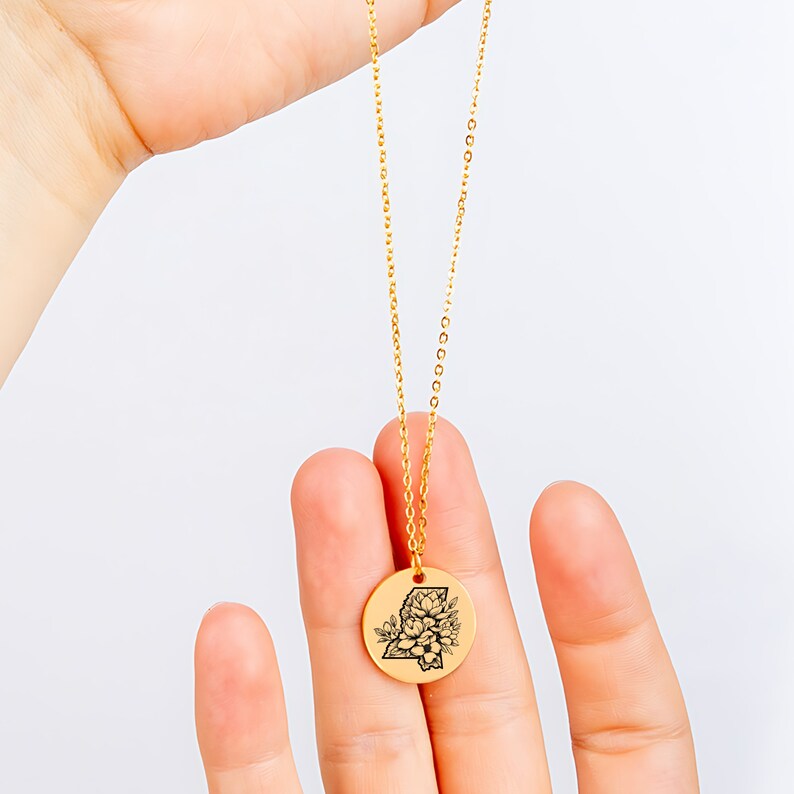 Personalized Mississippi State Necklace for Women Custom Engraved ...