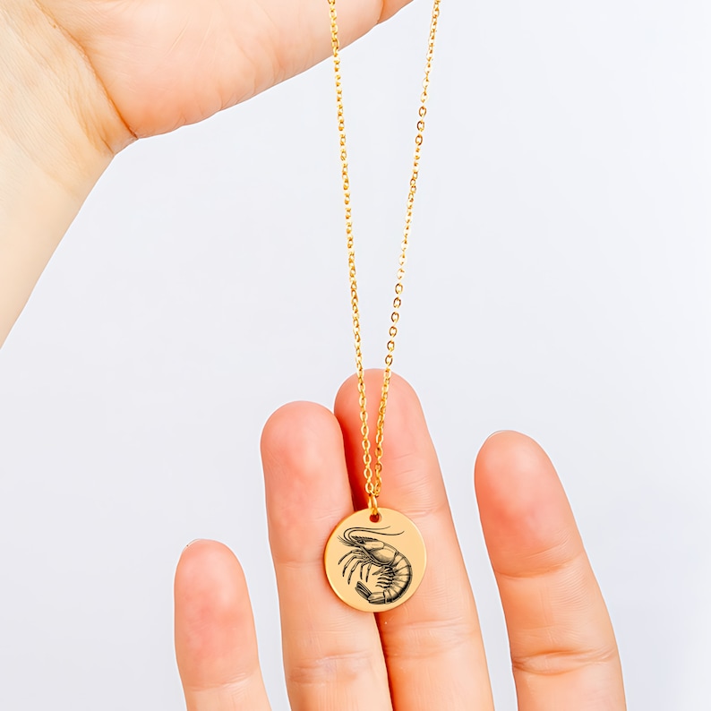 Personalized Shrimp Pendant Necklace: Engraved Seafood Jewelry - Etsy