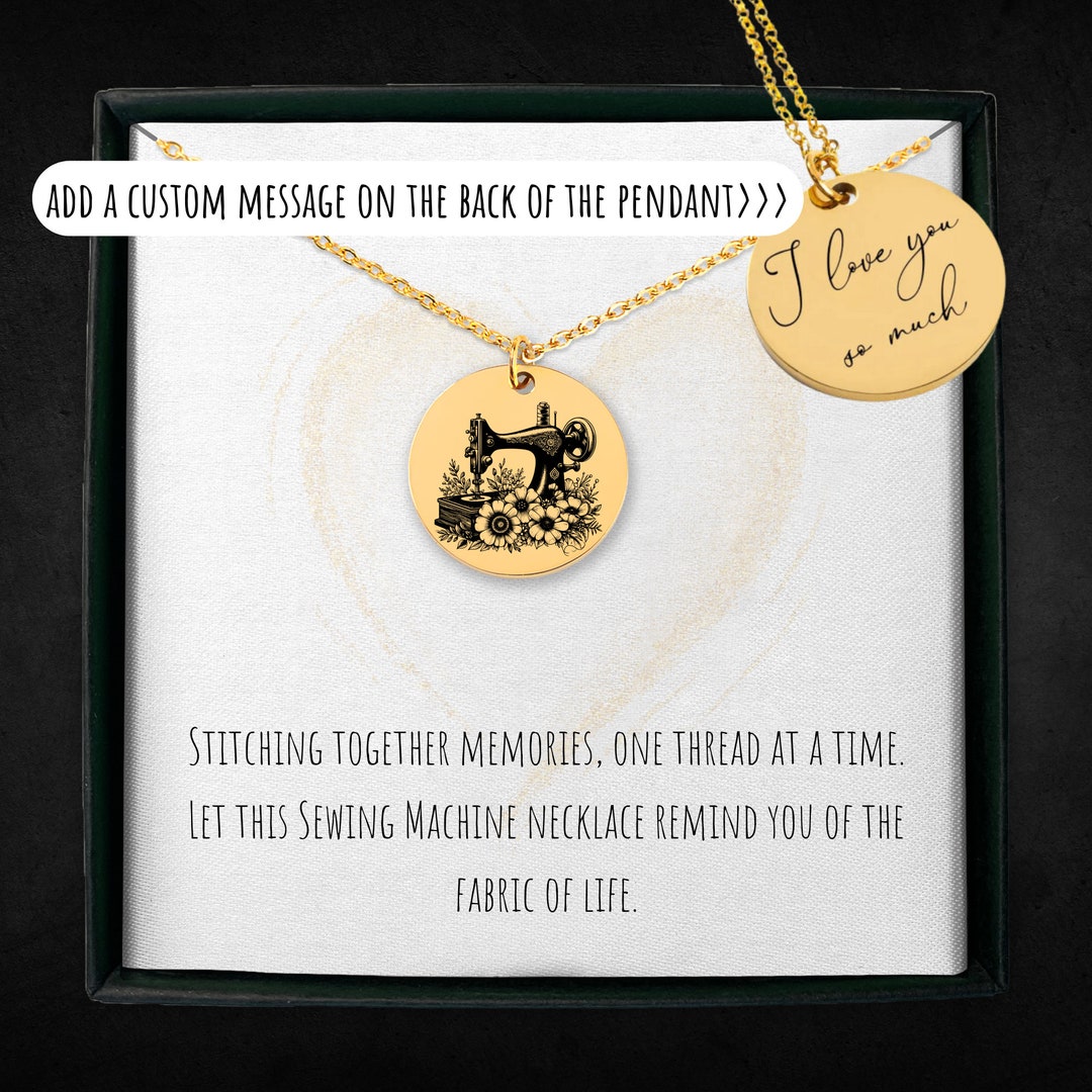 Personalized Floral Sewing Machine Necklace: Custom Engraved Quilter ...