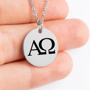 Alpha Omega Necklace, Christian Symbol Pendant, Personalized Faith ...