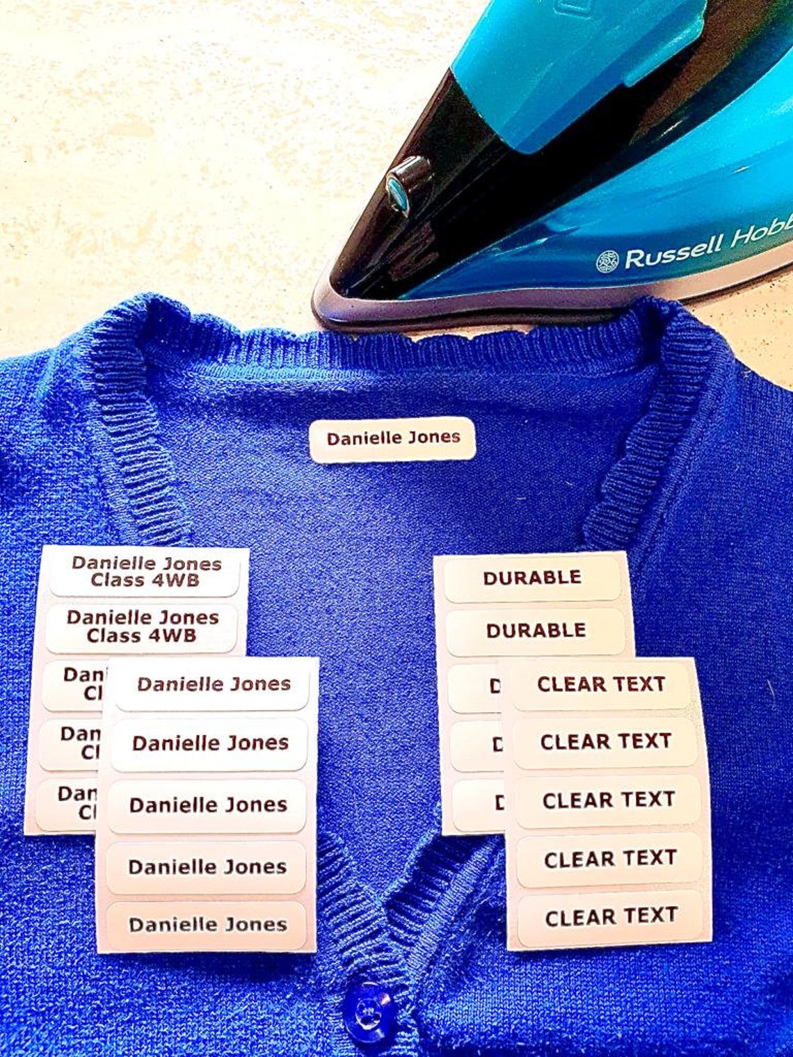 50 Iron on Name Labels. Personalised Name Labels for Clothes. School ...