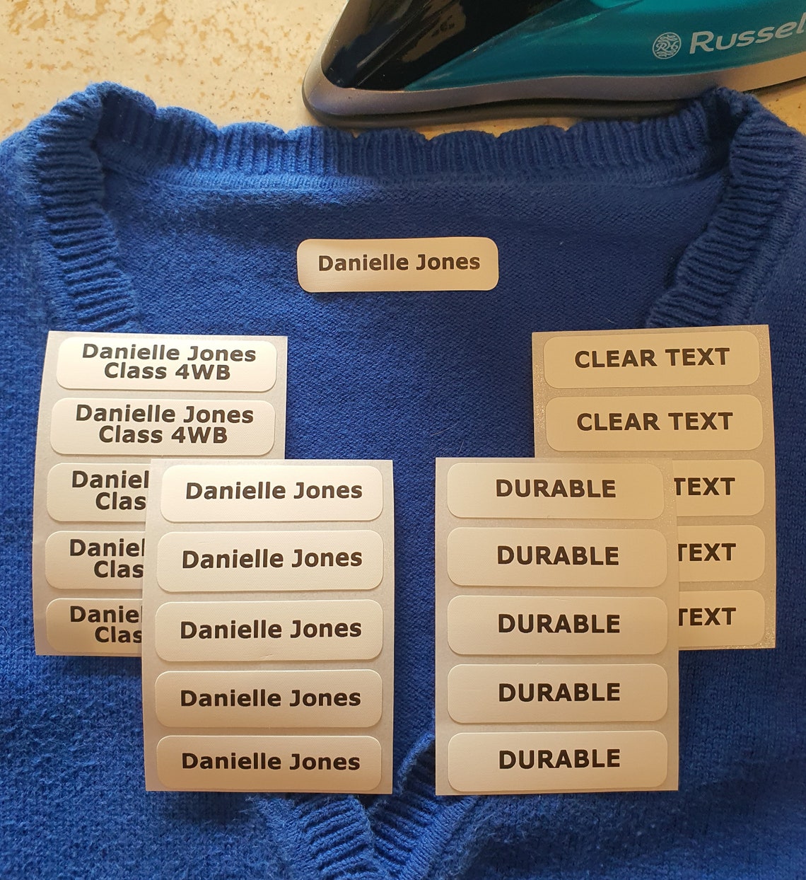 50 Iron on Name Labels. Personalised Name Labels for Clothes. School ...