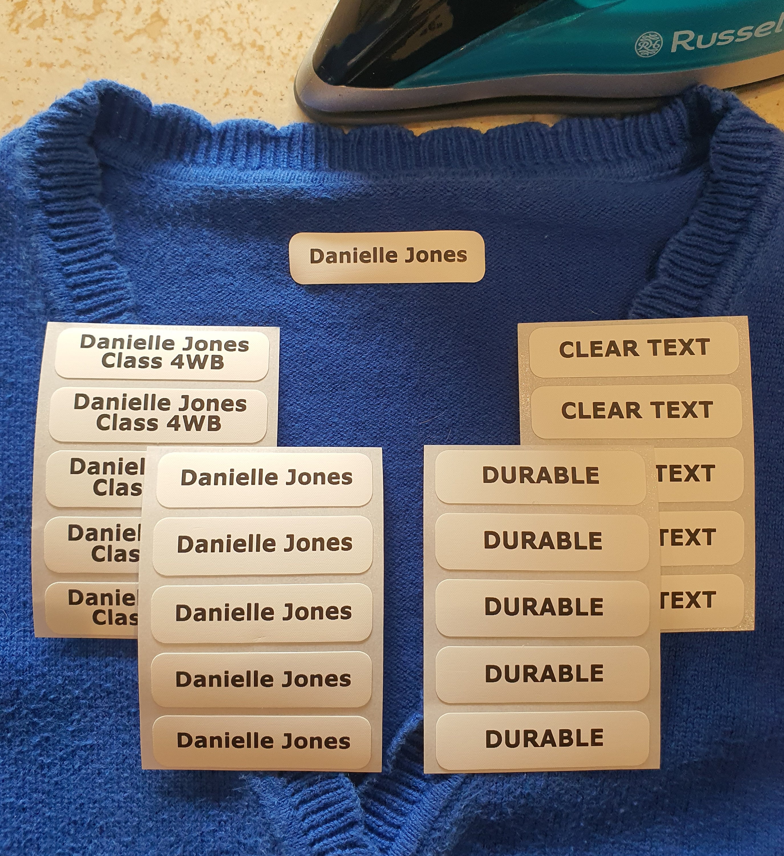 50 Iron on Name Labels. Personalised Name Labels for Clothes. School ...