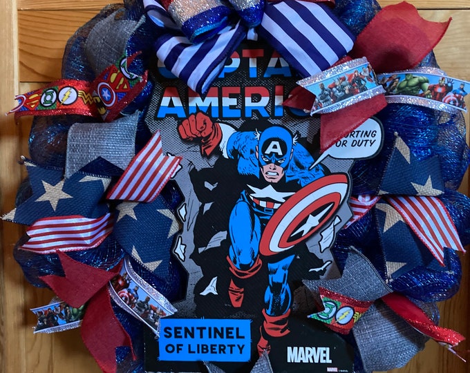 Captain America Wreath, Marvel Comic Wreath, Super Hero Wreath - Etsy