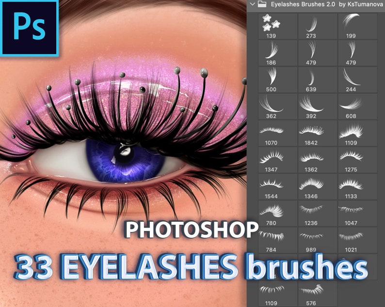 Photoshop Eyelashes Brushes. Photoshop Extra Volume Lashes - Etsy