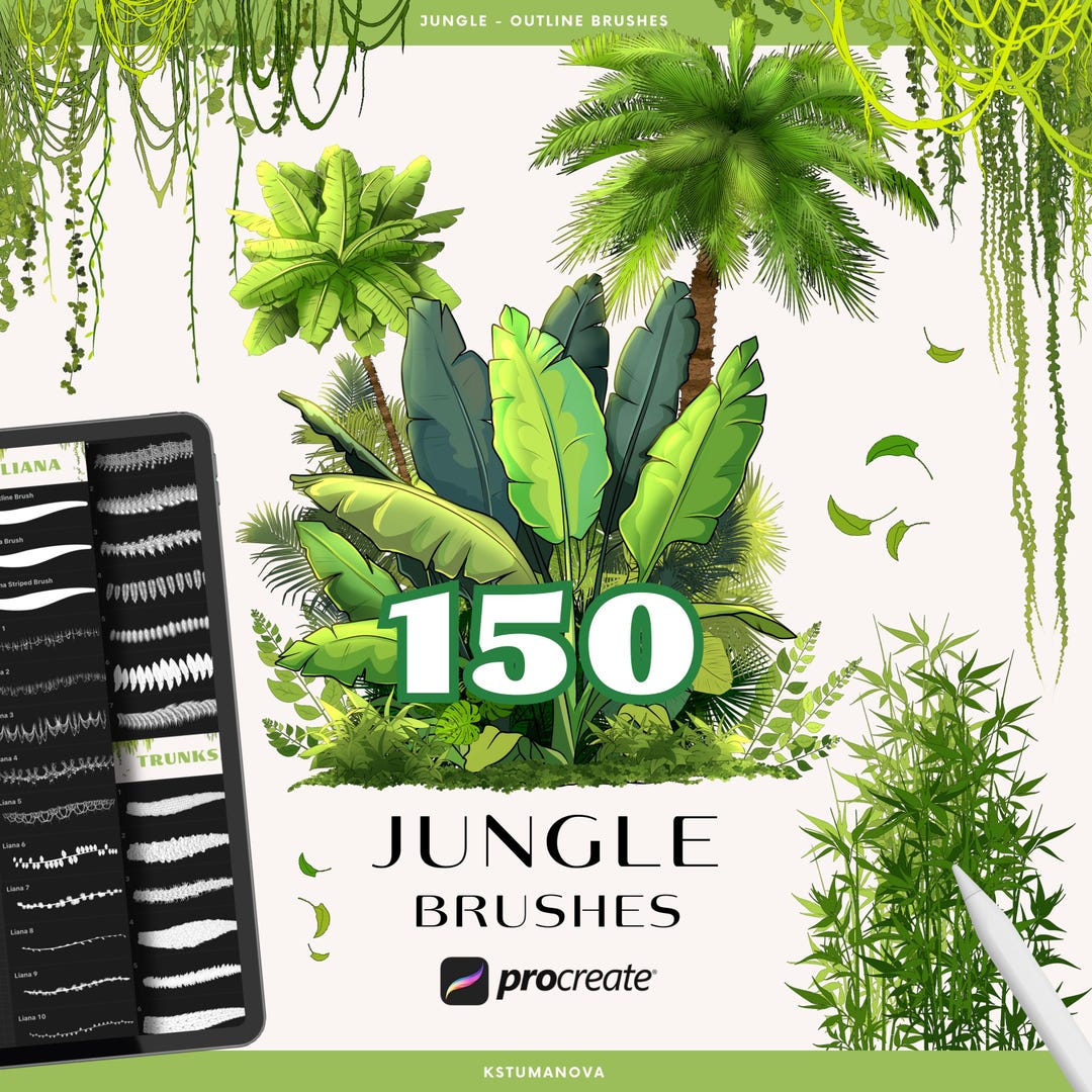 Procreate Jungle Brushes. Procreate Tropical Leaves Stamps. Procreate ...