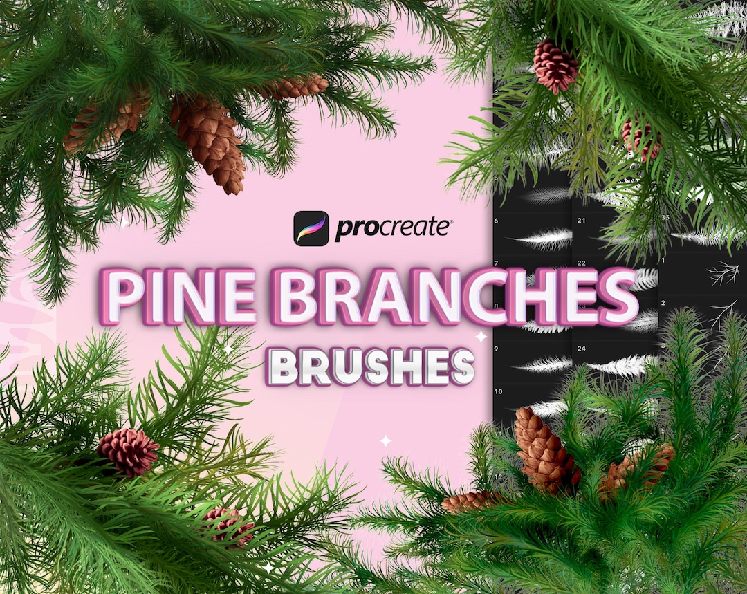 Procreate Pine Branch Brushes. Procreate Christmas Tree Brushes ...