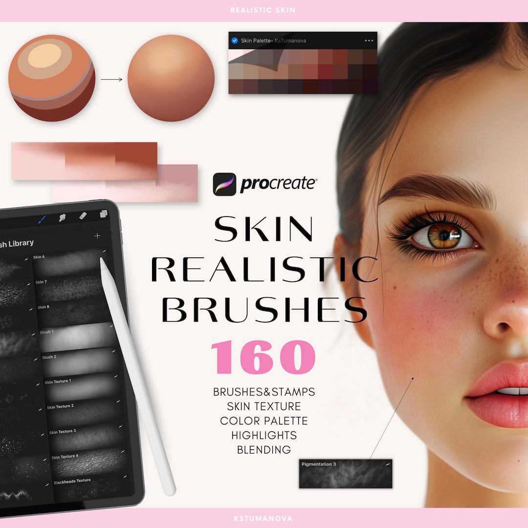 Procreate Realistic Skin Brushes Stamps. Procreate Skin Texture ...