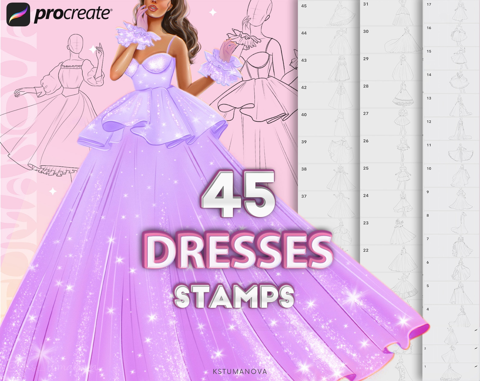 Procreate Poses Brushes. Procreate Dresses Stamps. Procreate Clothes ...
