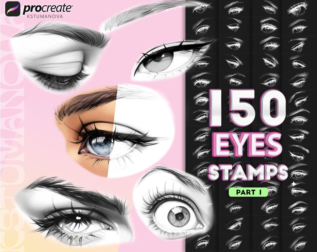 Procreate Eyes Stamps Brushes. Procreate Female Eye, Eyebrows ...