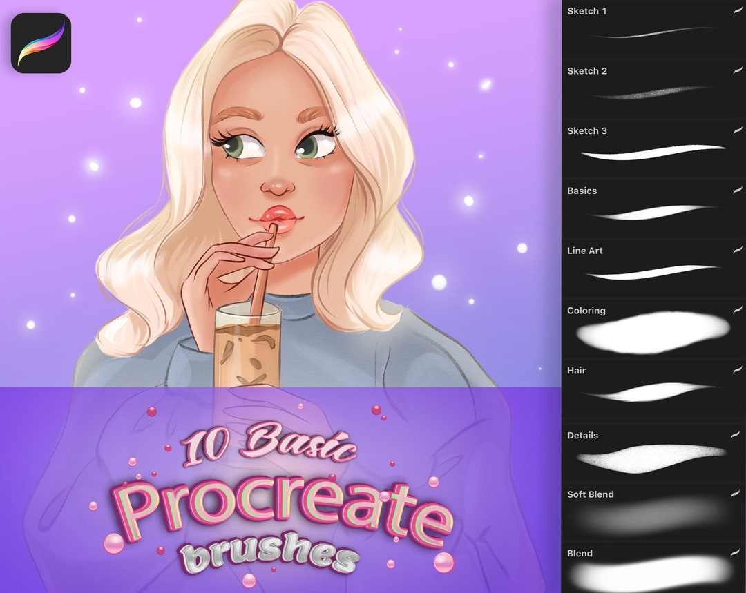 Procreate Brushes Drawing. Cartoon Procreate Brush, Texture Digital ...