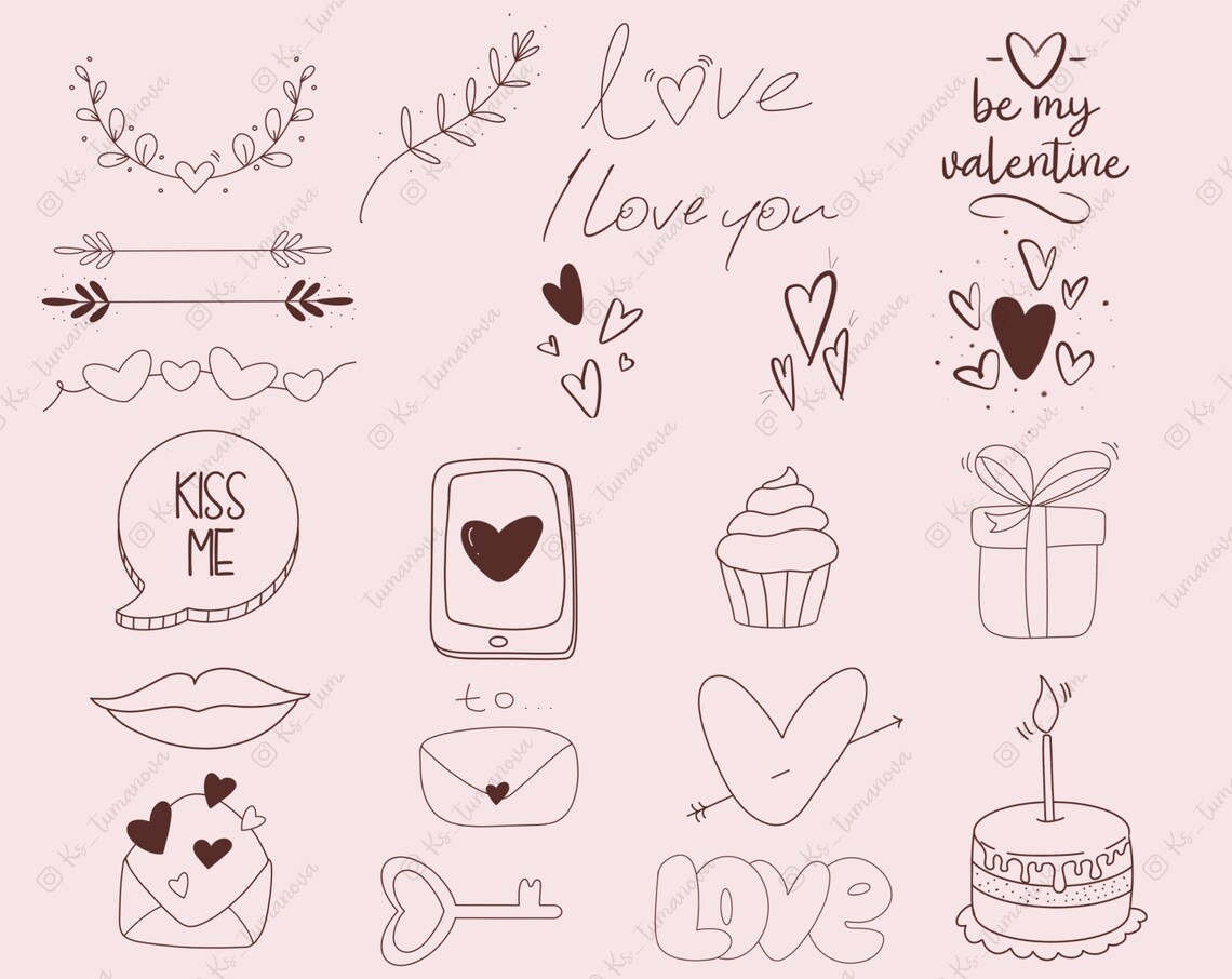 60 Procreate brushes for Valentine's Day Heart Stamp | Etsy