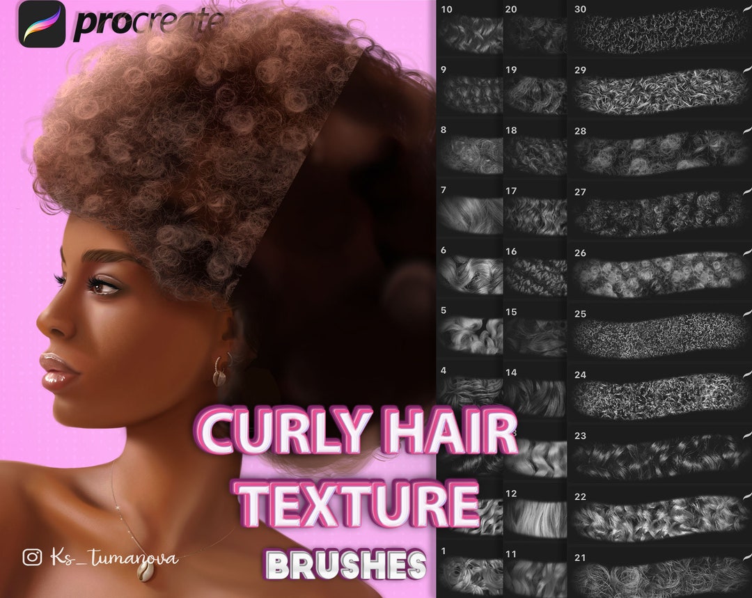 Procreate Hair Brushes. Procreate Curly Texture Brush. Hair Brush Set ...